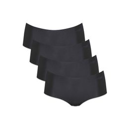 Panty Sloggi "Panty Zero Microfiber Shorts 2.0 4er Pack", Damen, Gr. M, schwarz, Obermaterial: 76% Polyamid PA. 24% Elasthan EL., Unterhosen Panty