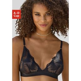 Bralette-BH Lascana "Marla", Damen, Gr. 70, Cup D, schwarz, Spitze, Obermaterial: 91% Polyamid, 9% Elasthan, BHs, ohne B&uuml;gel aus einzigartiger Spitze, Dessous