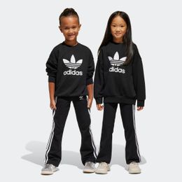Trainingsanzug adidas originals "LOOSE CREW FLARED KIDS LEGGINGS SET", Jungen, Gr. 116, schwarz, Obermaterial: 70% Baumwolle, 30% Polyester, Sportanz&uuml;ge Trainingsanzug