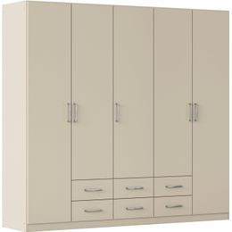 Dreht&uuml;renschrank Rauch "Kleiderschrank Garderobe GAMMA Breiten 91/136/181/226/271/315/360 cm", beige (champagner), griffe chrom, B:226cm H:210cm T:54cm, Holzwerkstoff, Schr&auml;nke, Dreht&uuml;renschrank, mit Schubladen, verschiedene Griff-Varianten TOPSELLER MADE IN GERMANY