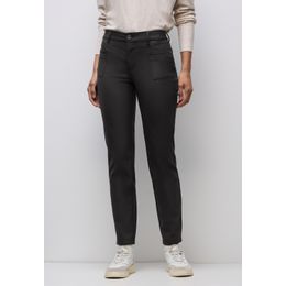 Stoffhose Street One, Damen, Gr. 36, L&auml;nge 28, schwarzest braun, Stoff, 88% Polyamid, 12% Elasthan, unifarben, comfort fit kn&ouml;chellang, Hosen Stoffhose, Middle Waist
