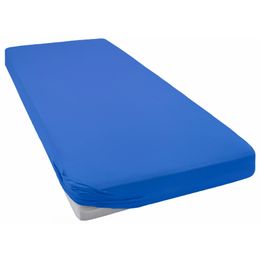 Spannbettlaken bellana "bellana exclusiv aus 100% Mako-Baumwolle, 150 g/m&sup2;, b&uuml;gelfrei", blau (royalblau), L:200cm, Mako-Jersey, Obermaterial: 100% Baumwolle, Bettlaken, Spannbettlaken, feinste Mako-Baumwolle, Spannbetttuch f&uuml;r Matratzen bis 25cm H&ouml;he