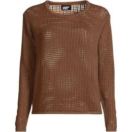 LANDS' END Netzpullover aus Baumwoll/Viskose-Mix, Damen,  Braun, Baumwolle/Viskose, by Lands' End
