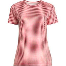 LANDS' END Supima Kurzarm-Shirt mit rundem Ausschnitt, Damen,  Rot, Baumwolle, by Lands' End