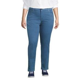 LANDS' END Straight Fit Cordhose Mid Waist, Damen,  Blau, Baumwoll-Mischung, by Lands' End