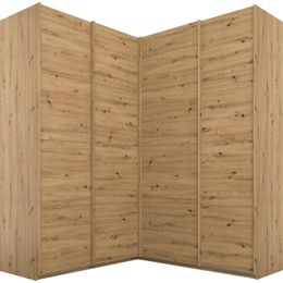 Schwebet&uuml;renschrank Rauch "Schrank Garderobe Eckkleiderschrank QUADRA Front in Dekor/Hochglanz", braun (eiche artisan), B:181cm H:229cm T:187cm, Holzwerkstoff, Schr&auml;nke, Schwebet&uuml;renschrank, extra gro&szlig;er Eckschrank inkl. Schubladeneinsatz MADE IN GERMANY