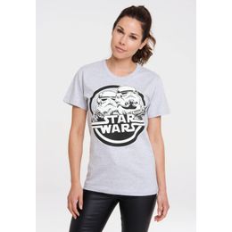 T-Shirt logoshirt "Star Wars - Stormtrooper", Damen, Gr. L, grau (grau, meliert), 95% Baumwolle, 5% Viskose, bedruckt, normal, Rundhals, Shirts T-Shirt, mit lizenziertem Print