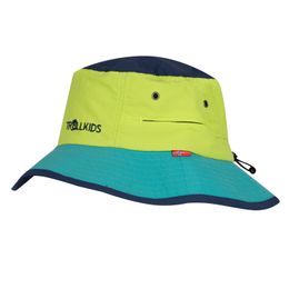 Sonnenhut Trollkids "KIDS TROLLFJORD HAT", Jungen, Gr. 6/12 (53/56), cool lime, blau coral, mystic blau, Obermaterial: 100% Polyamid, H&uuml;te, f&uuml;r Kinder und Jugendliche, sportlicher Stil, f&uuml;r den aktiven Alltag
