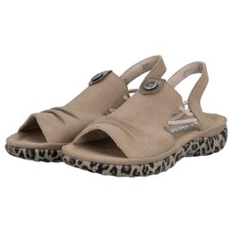Sandale Rieker, Herren, Gr. 41, beige, leo, Lederimitat, Schuhe Sandale, Sommerschuh, Urlaubsschuh, Schlupfschuh mit seitlichen Gummiz&uuml;gen