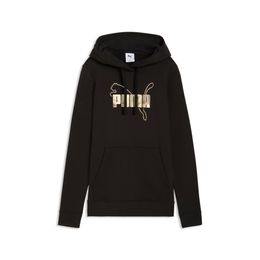 Kapuzensweatshirt Puma "ESS LOGO LAB METALLIC HOODIE TR", Herren, Gr. M, Puma schwarz, Sweatware, Obermaterial: 68% Baumwolle, 32% Polyester, bedruckt, regular fit normal, angesetztes B&uuml;ndchen, Sweatshirts, Regular Fit, mit Print-Applikationen, mit K&auml;ngurutasche, mit Kapuze