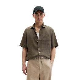 Marc O'Polo Kurzarmhemd MARC O'POLO "aus reinem Leinen", Herren, Gr. L, Normalgr&ouml;&szlig;en, schwarz nickle, Obermaterial: 100% Leinen, unifarben, regular fit normal, normaler Saum, Hemden