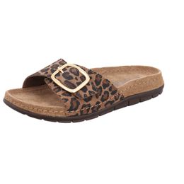 Pantolette Rohde "RODIGO-D", Damen, Gr. 37, leo, Leder, Schuhe Pantolette, Sommerschuh, Strandschuh mit Schnallenverschluss, Leo-Look
