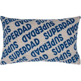 Dekokissen Pad "SUPER", blau (blau, gemustert), B:60cm L:35cm, Baumwolle, Dekokissen_Sitzkissen_Kissenh&uuml;llen, Made in Europe, Kissenbezug ohne F&uuml;llung, 1 St&uuml;ck, 35x60 cm