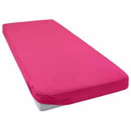 Spannbettlaken bellana "bellana exclusiv aus 100% Mako-Baumwolle, 150 g/m&sup2;, b&uuml;gelfrei", pink (fuchsia), L:200cm, Mako-Jersey, Obermaterial: 100% Baumwolle, Bettlaken, Spannbettlaken, feinste Mako-Baumwolle, Spannbetttuch f&uuml;r Matratzen bis 25cm H&ouml;he