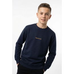 Jack & Jones Sweatshirt JACK & JONES JUNIOR "JORNORREBRO EMB SWEAT CREW NOOS JNR", Jungen, Gr. 176, sky captain, angeraute Sweatware, Obermaterial: 89% Baumwolle, 11% Polyester, unifarben, relaxed fit normal, Rundhals, Rippb&uuml;ndchen, Sweatshirts Sweatshirt