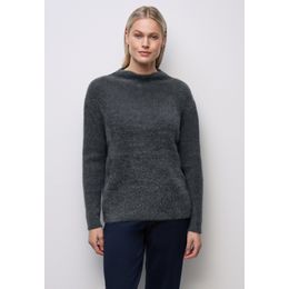 Stehkragenpullover Street One, Damen, Gr. 44, gravel grau, Stoff, 55% Polyester, 45% Baumwolle, unifarben, normal normal, hoch geschlossener Ausschnitt, Rippb&uuml;ndchen, Pullover Stehkragenpullover, mit Stehkragen