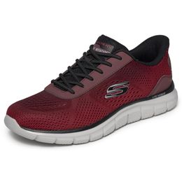 Slip-On Sneaker Skechers "TRACK", Herren, Gr. 39, rot, schwarz, Lederimitat, Textil, Schuhe, Schlupfschuh, Freizeitschuh, Sportschuh mit Memory Foam