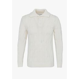 Polokragenpullover FELIX HARDY "Pullover mit Polo-Kragen", Herren, Gr. L, ecru, 100% Baumwolle, Pullover