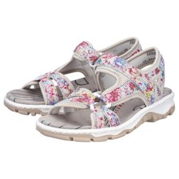 Rieker Damen Riemchensandale, Gr. 38creme multicolor, Lederimitat, Textil, mehrfarbig, Schuhe, Sommerschuh, Sandalette, Outdoorschuh in Trekking-Optik