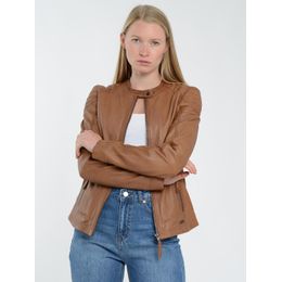 Lederjacke Mustang "31019200", Damen, Gr. L, braun (cognac), Obermaterial: 100% Lammleder. Futter: 100% Baumwolle. &Auml;rmelfutter: 100% Polyester, Jacken