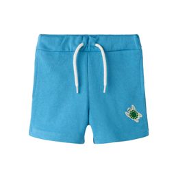 Sweatshorts name it "NMMFRESNO NREG SWE SHORTS UNB BOX PB", M&auml;dchen, Gr. 116, N-Gr, cyaneus, Sweatware, Obermaterial: 60% Baumwolle, 40% Polyester, bedruckt, unifarben, normal kurz, Hosen Sweatshorts