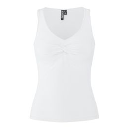 V-Shirt Pieces "PCMALIVA SL V-NECK TOP JRS NOOS BC", Damen, Gr. L, hellwei&szlig;, Jersey, Obermaterial: 90% Viskose, 10% Elasthan, unifarben, eng normal, V-Ausschnitt, Shirts, mit Raffung im Brustbereich