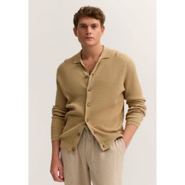 Strickjacke Bugatti "Regular Fit", Herren, Gr. XXL, 40, beige, Rippstrick, 100% Baumwolle, unifarben, regular fit, Strickjacken Strickjacke, gekn&ouml;pft mit Polokragen