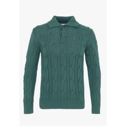 Polokragenpullover FELIX HARDY "Pullover mit Polo-Kragen", Herren, Gr. XXL, dunkelgr&uuml;n, 100% Baumwolle, Pullover