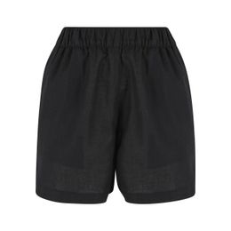 Shorts Urban Classics "Urban Classics Damen Ladies Linen Mixed Boxer Shorts", Damen, Gr. XL, US-Gr&ouml;&szlig;en, schwarz, 55% Leinen, 45% Baumwolle, unifarben, relaxed fit, Hosen Shorts