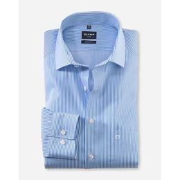 Businesshemd OLYMP "Luxor modern fit", Herren, Gr. 38, N-Gr, blau (bleu), Web, Obermaterial: 100% Baumwolle, gestreift, Hemden