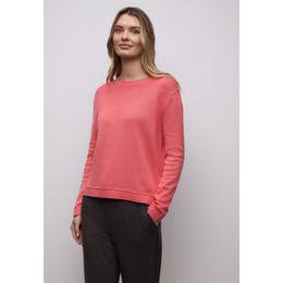 Strickpullover Street One, Damen, Gr. 40, striking coral, Web, 100% Baumwolle, unifarben, comfort fit normal, Rundhals, Rippb&uuml;ndchen, Pullover Strickpullover, aus reiner Baumwolle