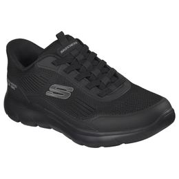 Slip-On Sneaker Skechers "SUMMITS-LEYTER", Herren, Gr. 47,5, schwarz, schwarz, Synthetik, Textil, unifarben, Schuhe, Slipper, Schn&uuml;rschuh mit Handsfree Slip-Ins Funktion
