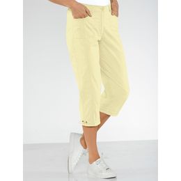 Caprihose Casual Looks, Damen, Gr. 44, Normalgr&ouml;&szlig;en, gelb, 98% Baumwolle, 2% Elasthan, unifarben, 3/4-L&auml;nge, Hosen Caprihose, Topseller