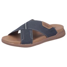 Pantolette Rieker, Herren, Gr. 45, nachtblau, Nubuklederimitat, unifarben mit Farbeinsatz, Basic, Schuhe Pantolette, Sommerschuh, Hausschuh, Urlaubsschuh in bequemer Form