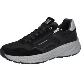 Waldl&auml;ufer Sneaker WALDL&Auml;UFER "H-PABLO", Herren, Gr. 10,5 (45), schwarz, hellgrau, Nappaleder, Textil, Veloursleder, Schuhe Sneaker, Schn&uuml;rschuh, Halbschuh in Komfortweite H (= sehr weit)