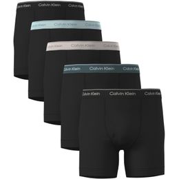 Boxershorts "Boxer Brief 5PK", Herren, Gr. S (48), schwarz bodies w, schwarz, niagara falls, Jersey, Obermaterial: 100% Baumwolle, Calvin Klein Underwear, unifarben, k&ouml;rpernah, Unterhosen, Regular fit mit gerader Beinform