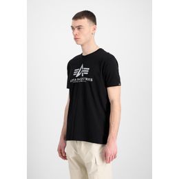 T-Shirt Alpha Industries "Basic T-Shirt BL Carbon", Herren, Gr. L, schwarz (schwarz, silber), Obermaterial: 100% Baumwolle, Shirts T-Shirt