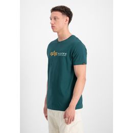 T-Shirt Alpha Industries "Alpha Label T-Shirt", Herren, Gr. L, gr&uuml;n (force gr&uuml;n), Obermaterial: 100% Baumwolle, Shirts T-Shirt