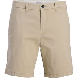 Jack & Jones Chinohose JACK & JONES "JPSTMARCO DYLAN CHINO SHORTS", Herren, Gr. L, N-Gr, string, Web, Obermaterial: 98% Baumwolle, 2% Elasthan, unifarben, regular fit knielang, Hosen Chinohose