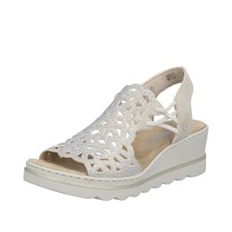 Keilsandalette Rieker, Damen, Gr. 36, creme, Nubuklederimitat, unifarben, Schuhe, Sommerschuh, Plateausandale, Schlupfschuh mit Schmucksteinchen