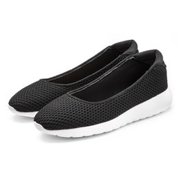 Ballerina Lascana "Freizeitschuh, Slipper, Halbschuh, Slip-On-Sneaker", Damen, Gr. 40, schwarz, Obermaterial: 100% Textilmaterial. Decksohle: 100% Textilmaterial. Futter: 100% Textilmaterial. Laufsohle: 100% Synthetik, unifarben, Schuhe Ballerina, zum Reinschl&uuml;pfen, leichte Mesh-Optik VEGAN