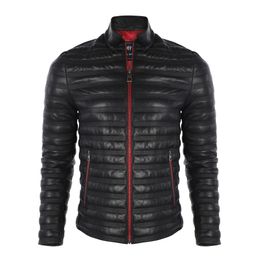 Lederjacke FELIX HARDY "Sportliche Lederjacke mit Rei&szlig;verschluss", Herren, Gr. L, schwarz, 100% Lammleder, Jacken
