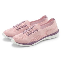 Sneaker Lascana "Slipper, Halbschuh, Slip-On-Sneaker", Damen, Gr. 43, ros&eacute;, lila, Obermaterial: 100% Textilmaterial. Decksohle: 100% Textilmaterial. Futter: 100% Textilmaterial. Laufsohle: 100% Synthetik, unifarben mit Farbeinsatz, Basic, Schuhe Sneaker, aus leichtem Textil-Material VEGAN, Topseller