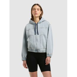 Jeansjacke Khujo "GRETEL", Damen, Gr. XS, bleached blau, Denim/Jeans, 100% Baumwolle, loose fit h&uuml;ftlang, eingesetzt elastischer Bund, Jacken Jeansjacke
