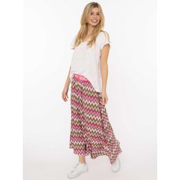 Maxirock Zwillingsherz "Zick Zack", Damen, Gr. L/XL, khaki, Web, Obermaterial: 100% Viskose, R&ouml;cke Maxirock, farbiges Zackenmuster, Gummizug mit Schrift, kn&ouml;chellang