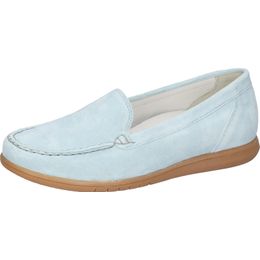 Waldl&auml;ufer Mokassin WALDL&Auml;UFER "H-WANDA", Damen, Gr. 5,5 (38,5), hellblau, Veloursleder, unifarben, Schuhe Mokassin, Slipper, Schlupfschuh, Halbschuh in Komfortweite H (= sehr weit)