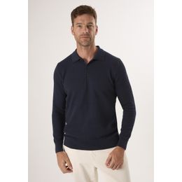 Polokragenpullover FELIX HARDY "Pullover mit Polo-Kragen und Kn&ouml;pfen", Herren, Gr. M, navy, 100% Baumwolle, Pullover