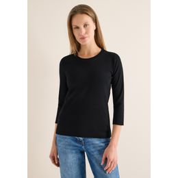 3/4-Arm-Shirt Cecil, Damen, Gr. L (42), schwarz, Web, 95% Baumwolle, 5% Elasthan, unifarben, comfort fit normal, Rundhals, normaler Saum, Shirts 3/4-Arm-Shirt, mit 3/4 &Auml;rmeln