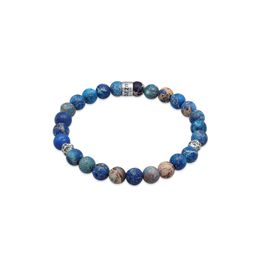 Armband Kuzzoi "Herren Achat Perlen Blau Beads 925 Silber" Gr. 21, silber, Armb&auml;nder, Herren, 21cm, ohne Stein, Silber 925 (Sterlingsilber), Armband
