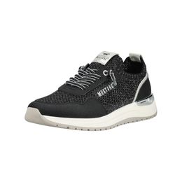 Sneaker Mustang Shoes "Mustang Shoes Sneaker Lederimitat/Textil", Damen, Gr. 37, schwarz, silber, Lederimitat, Textil, Schuhe Sneaker